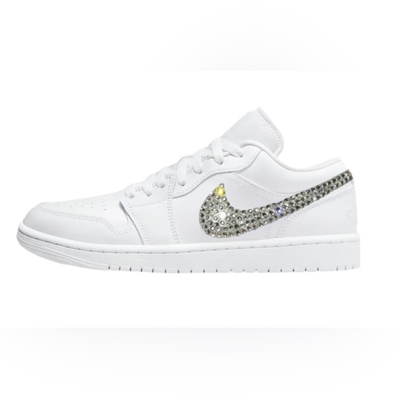 Nike | Shoes | Womens Bling Jordan Swarovski Crystal Custom All White ...